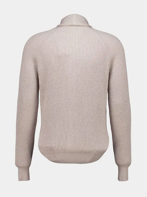 Brunello Cucinelli Cotton Rib Knit Cardigan - Beige