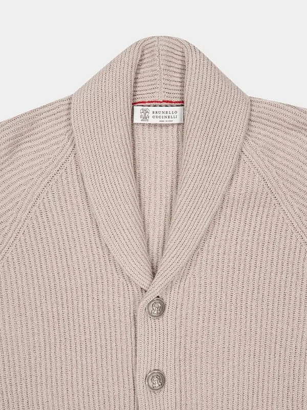 Brunello Cucinelli Cotton Rib Knit Cardigan - Beige