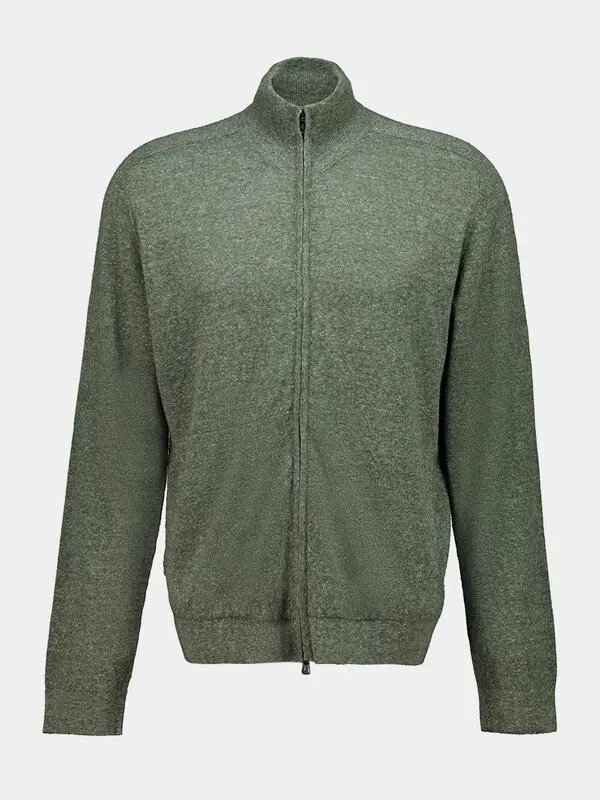 PIACENZA CASHMERE 1733 Cashmere And Linen Zip Sweater - Green