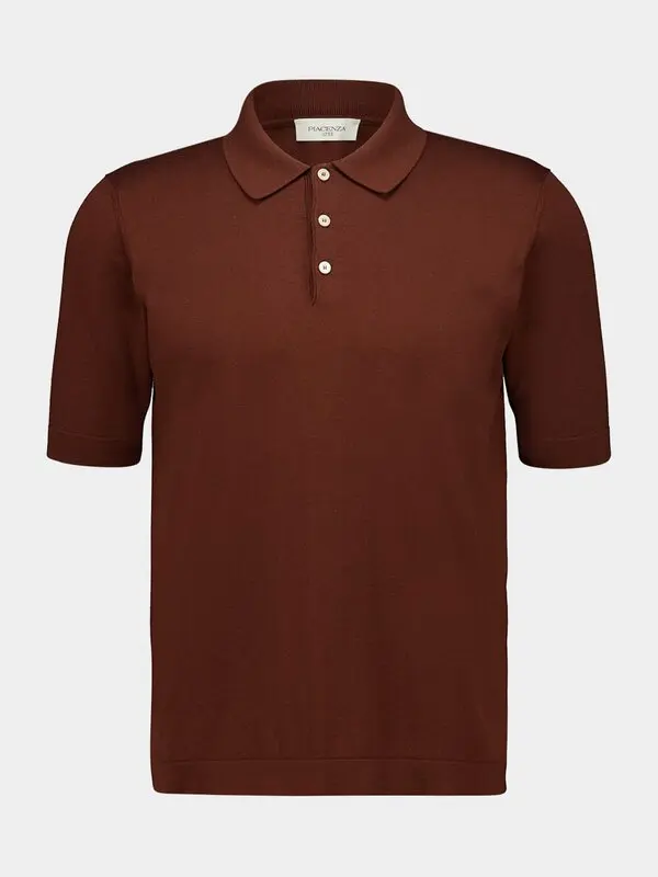 PIACENZA CASHMERE 1733 Chocolate Silk And Cotton Polo Shirt - Brown