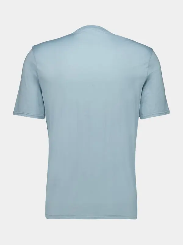 Fedeli Light Cyan Knitted Cotton T-shirt - Blue
