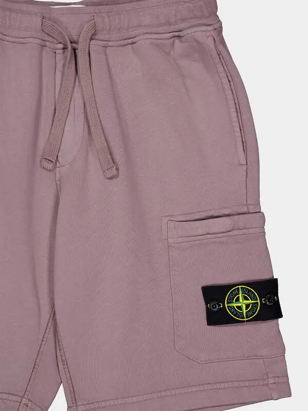 Stone Island Cotton Fleece Jogger Shorts - Purple