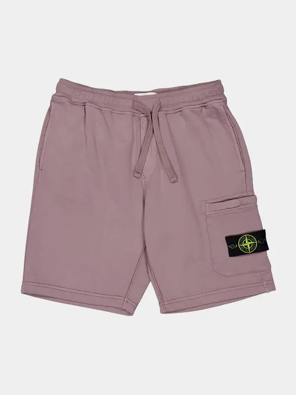 Stone Island Cotton Fleece Jogger Shorts - Purple