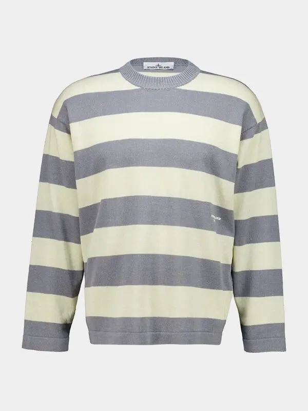 Stone Island Striped Cotton-flax Jumper - Grey
