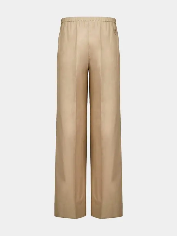 Moncler Cotton Poplin Wide-leg Trousers - Beige