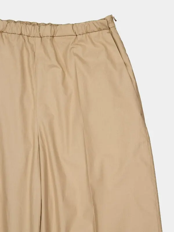 Moncler Cotton Poplin Wide-leg Trousers - Beige