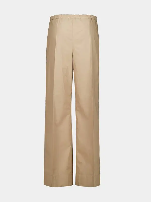 Moncler Cotton Poplin Wide-leg Trousers - Beige