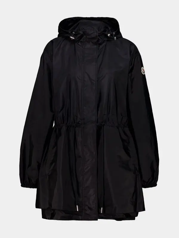 Moncler Hooded Ruched Rain Jacket - Blue