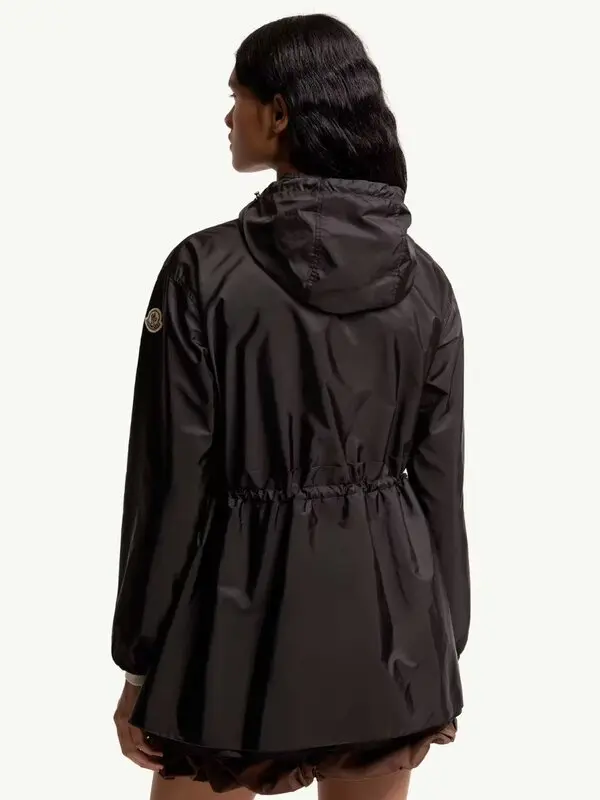 Moncler Hooded Ruched Rain Jacket - Blue