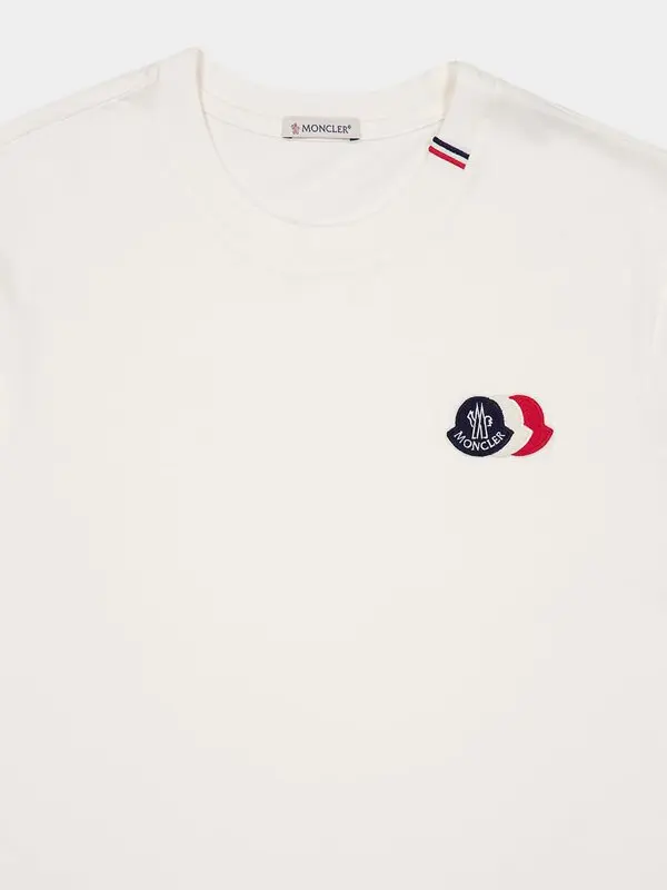 Moncler Natural Cotton T-shirt With Logo - White
