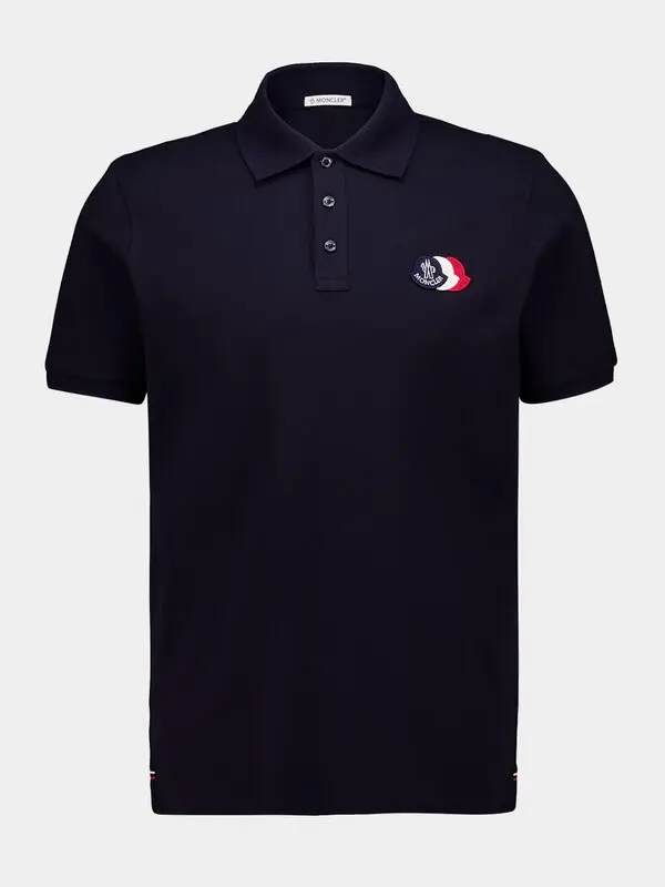 Moncler Dark Cotton Piqué Polo Shirt - Blue
