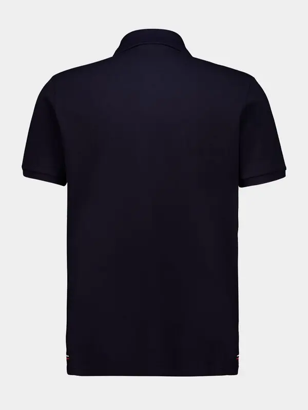 Moncler Dark Cotton Piqué Polo Shirt - Blue