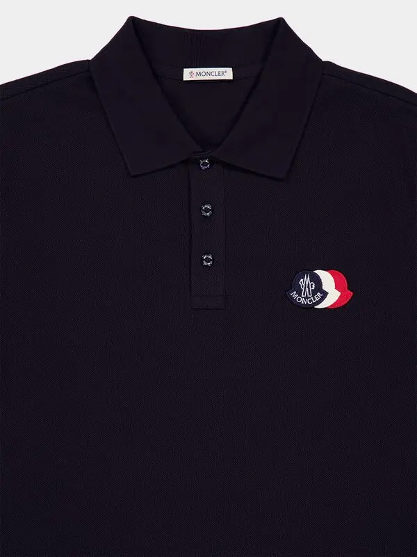 Moncler Dark Cotton Piqué Polo Shirt - Blue