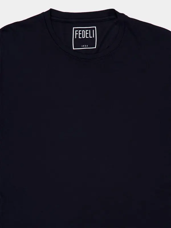 Fedeli Midnight Knitted Cotton T-shirt - Blue