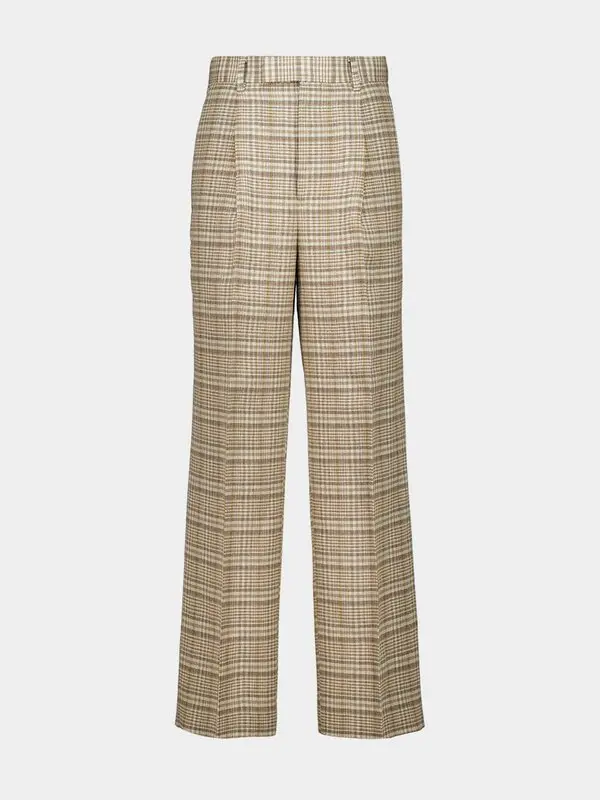 Auralee Silk Linen Check Trousers