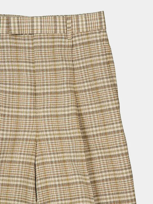 Auralee Silk Linen Check Trousers
