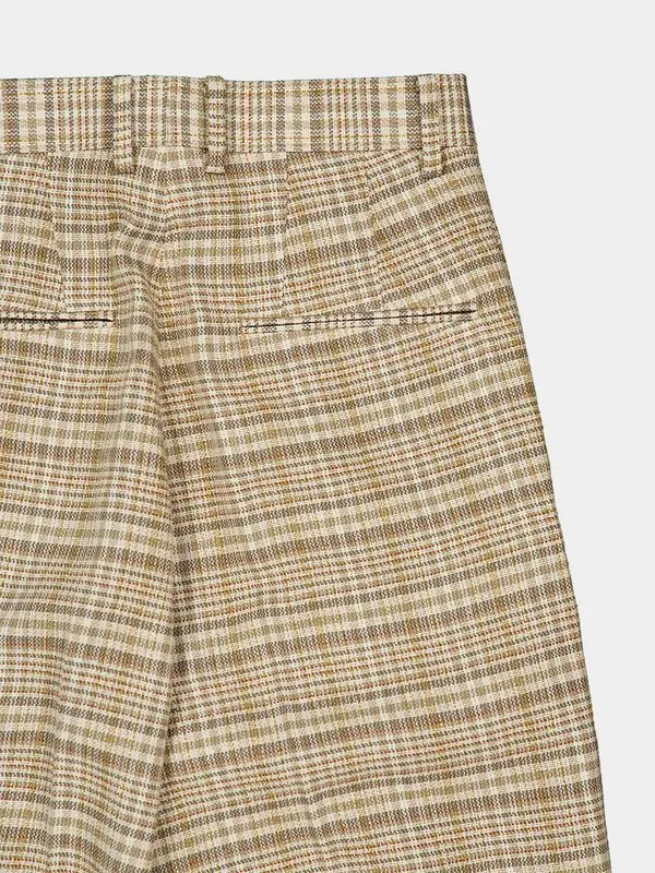 Auralee Silk Linen Check Trousers