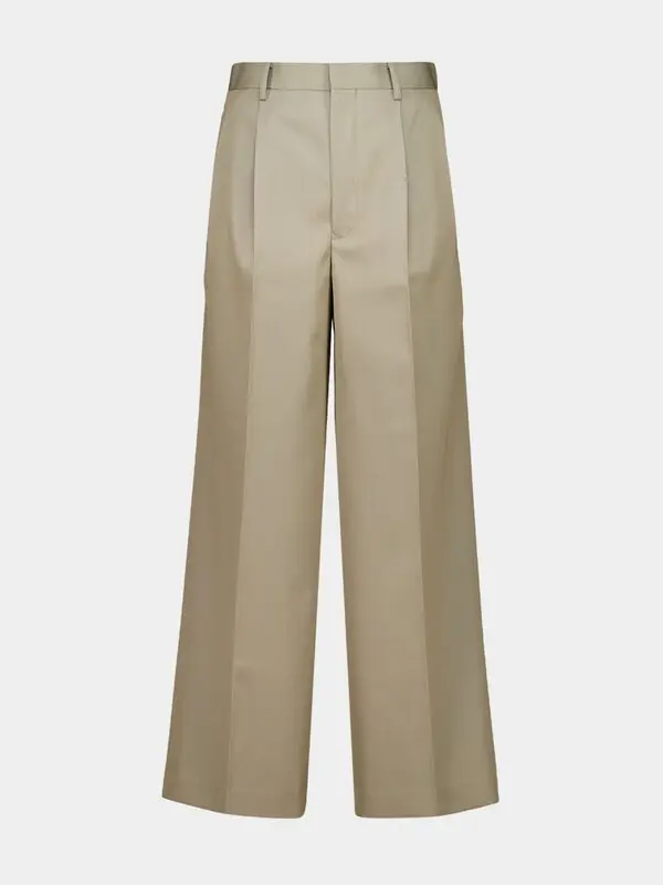 Auralee Wool Gabardine Pleated Trousers - Beige