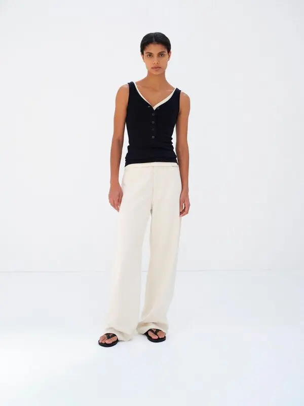 Auralee Silk Nep Denim Wide Pants