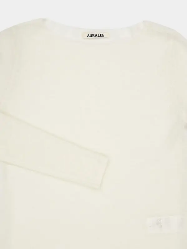 Auralee Cashmere Boat Neck Knit - White