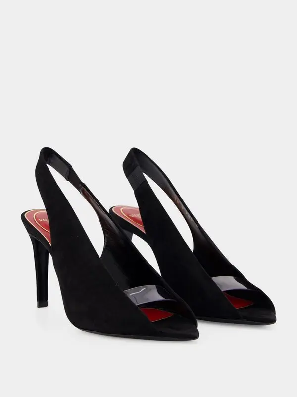 Valentino Garavani Révélé 105 Open-toe Suede Pumps - Black