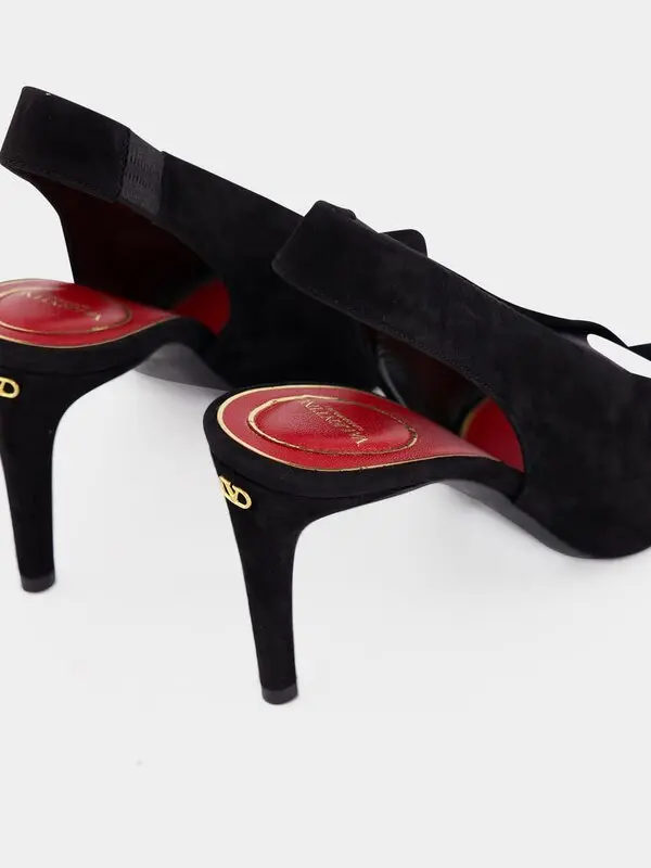 Valentino Garavani Révélé 105 Open-toe Suede Pumps - Black