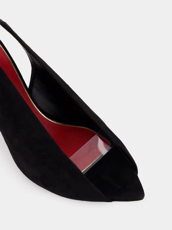 Valentino Garavani Révélé 105 Open-toe Suede Pumps - Black