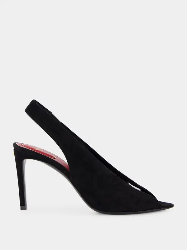 Valentino Garavani Révélé 105 Open-toe Suede Pumps - Black