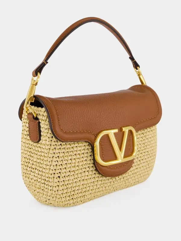 Valentino Garavani Raffia And Leather Shoulder Bag