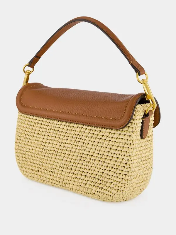 Valentino Garavani Raffia And Leather Shoulder Bag