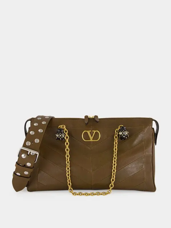 Valentino Garavani Nappa Leather Panthea Shoulder Bag - Brown