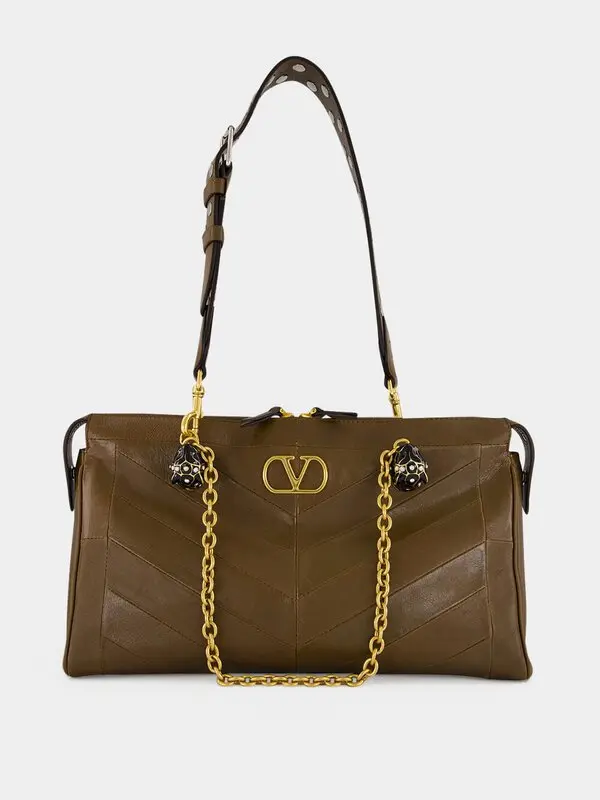 Valentino Garavani Nappa Leather Panthea Shoulder Bag - Brown