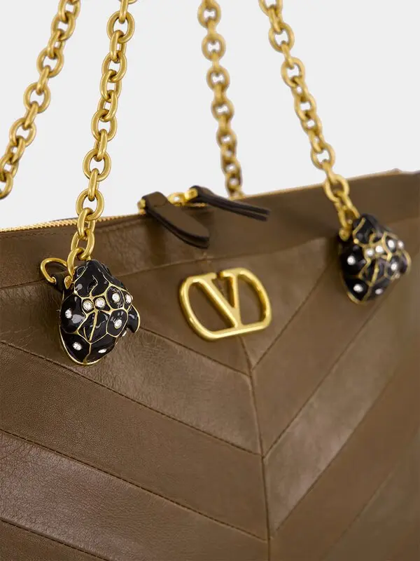 Valentino Garavani Nappa Leather Panthea Shoulder Bag - Brown