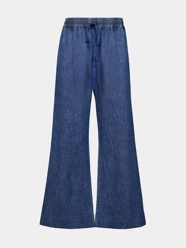 Valentino Garavani Chambray Flared Denim Pants - Blue