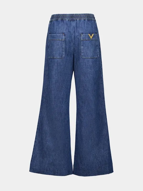 Valentino Garavani Chambray Flared Denim Pants