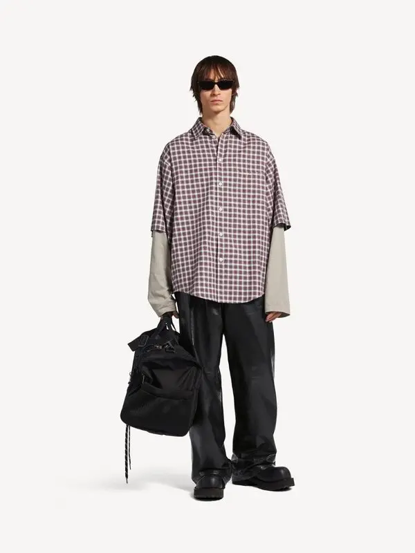Balenciaga And Navy Checked Hybrid Shirt - Red