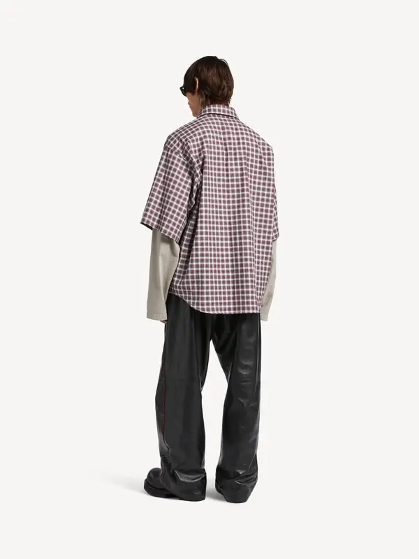 Balenciaga And Navy Checked Hybrid Shirt - Red