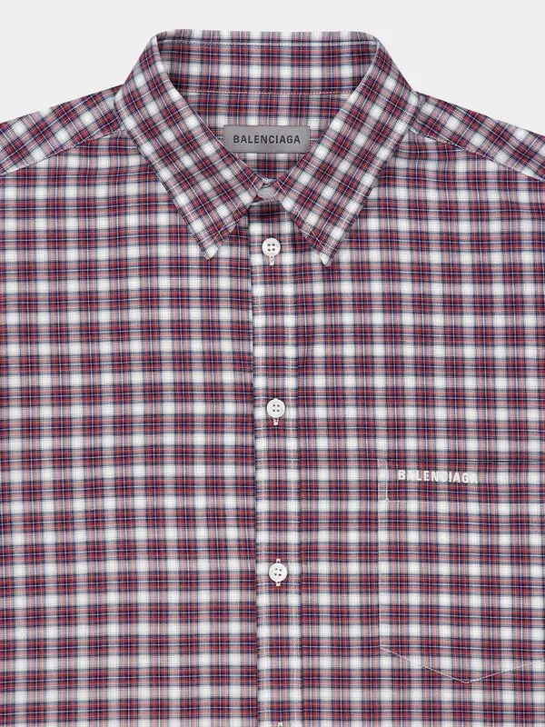 Balenciaga And Navy Checked Hybrid Shirt - Red