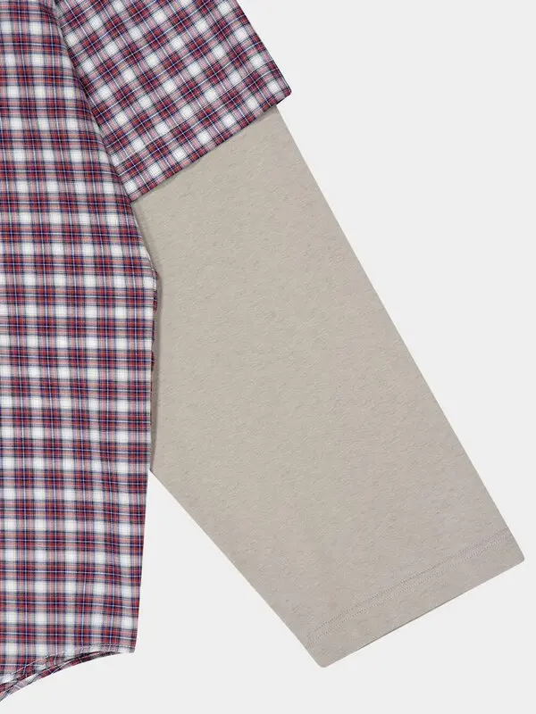 Balenciaga And Navy Checked Hybrid Shirt - Red