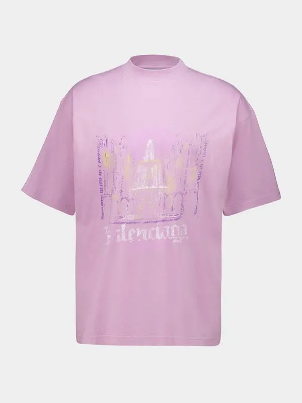 Balenciaga Old Graphic Cotton T-shirt - Pink