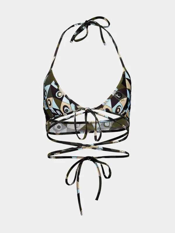 Emilio Pucci Occhi Print Triangle Bikini Top - Blue
