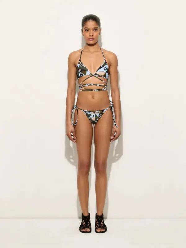 Emilio Pucci Occhi Print Triangle Bikini Top - Blue