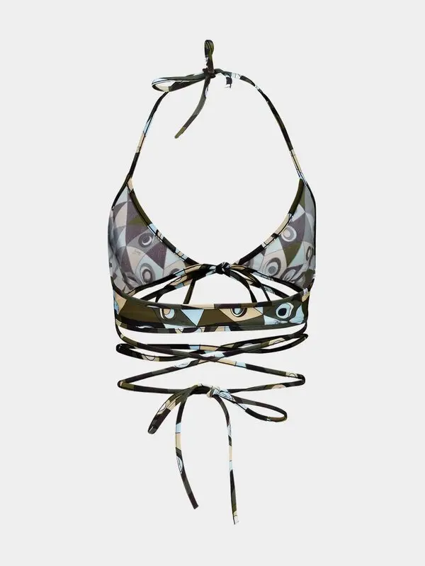 Emilio Pucci Occhi Print Triangle Bikini Top - Blue