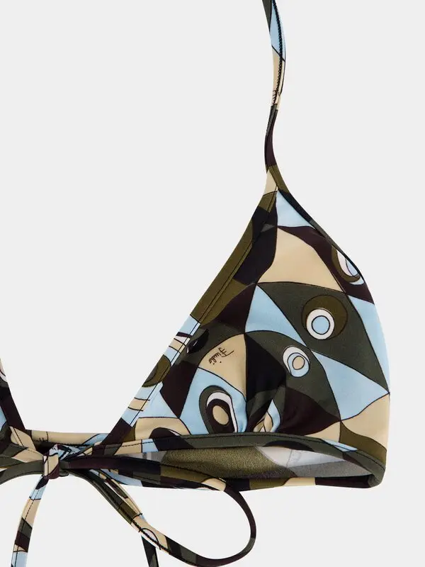 Emilio Pucci Occhi Print Triangle Bikini Top - Blue
