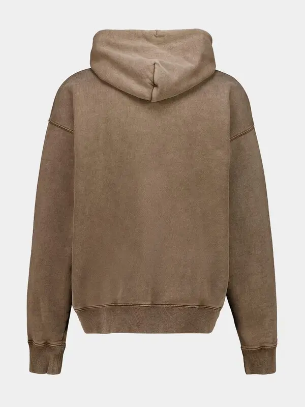 Off-White Racing Cotton Hooded Sweatshirt - Brown