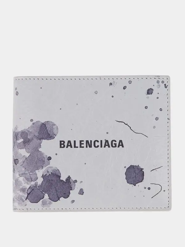 Balenciaga Light Grey Printed Leather Wallet