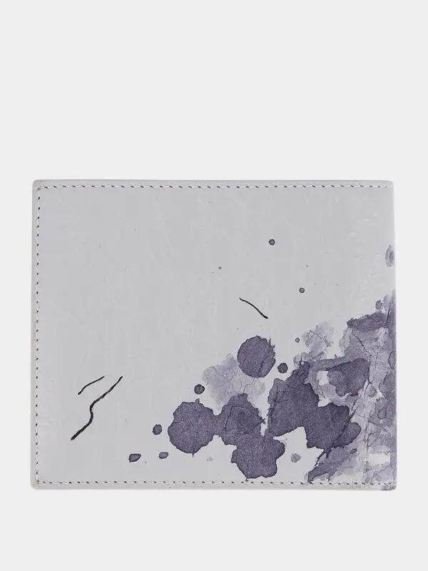 Balenciaga Light Grey Printed Leather Wallet