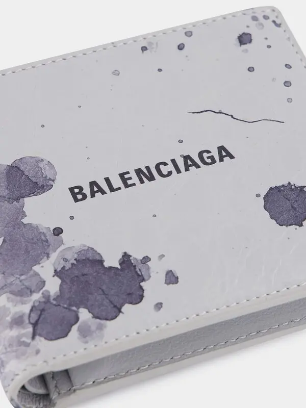 Balenciaga Light Grey Printed Leather Wallet