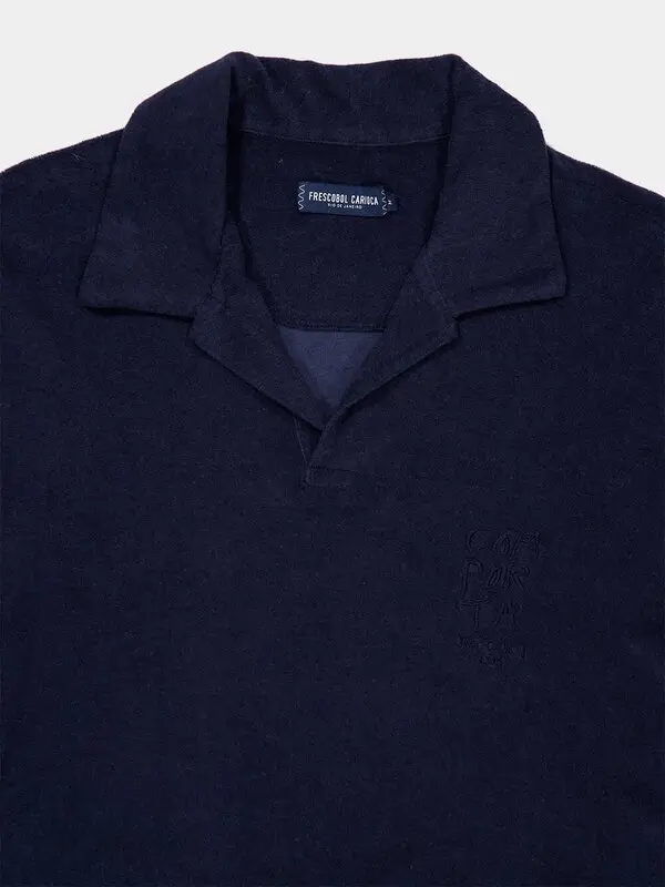 Frescobol Carioca Navy Terry Cotton Polo - Blue