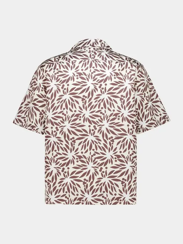 Prada Tan And White Printed Cotton Bowling Shirt - Brown